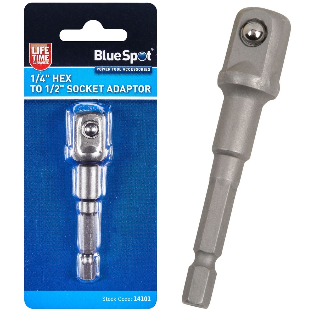Blue Spot Tools Socket Adaptor 1/4 Inch Hex to 1/2 Inch 14101 Bluespot ...