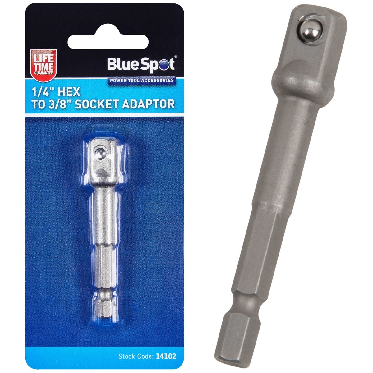 Blue Spot Tools Socket Adapter 1/4 Inch Hex to 3/8 Inch Socket 14102 ...