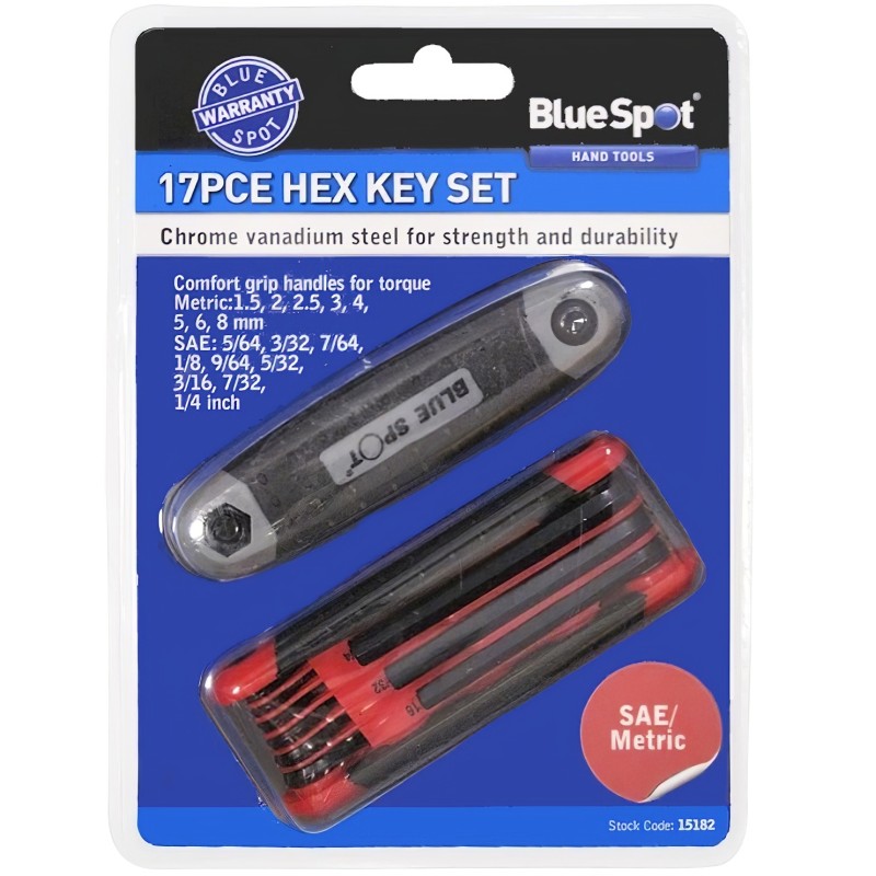 Blue Spot Tools Metric Imperial 2pc Folding Hex Key Set 15182 Bluespot ...