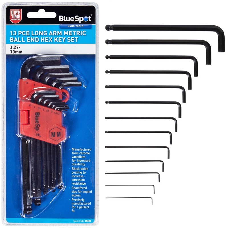 Blue Spot Tools Long Metric Ball End Hex Key Set 15303 Bluespot| Sealants and Tools Direct