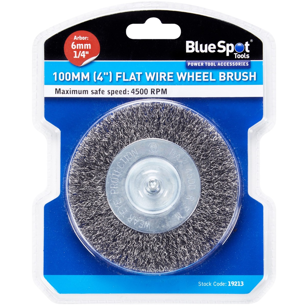Blue Spot Tools 100mm 4 Inch Spindle Shank Flat Crimped Wire Wheel ...