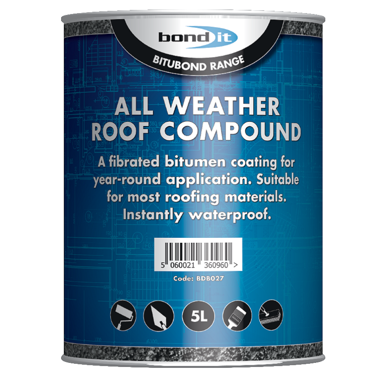 Bond-it All Weather Roof Coating Compound 5 Litre Black BDB027 | Sealants and Tools Direct