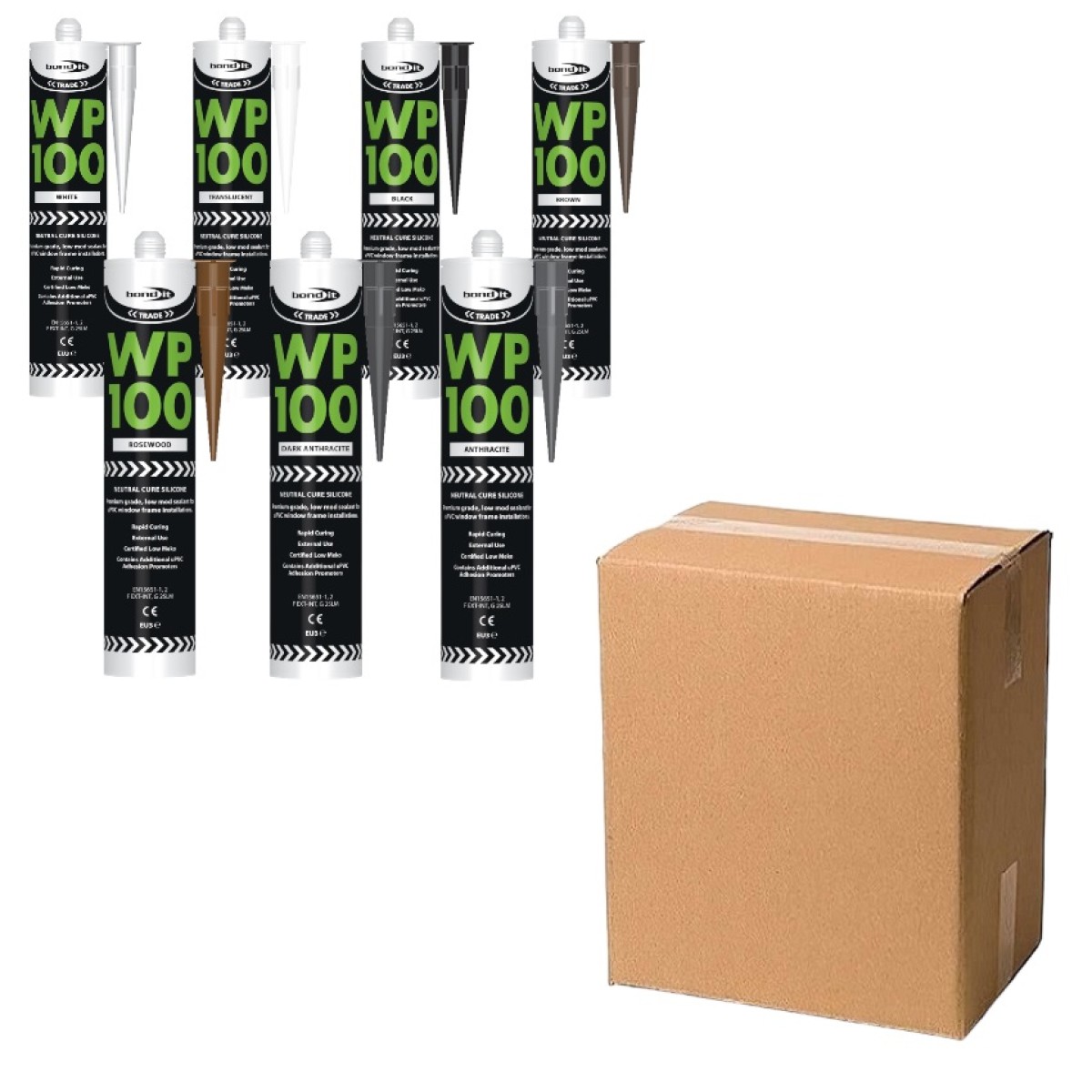 Bond It WP100 300ml Box of 12 Oxime Neutral Coloured Silicone Sealant ...