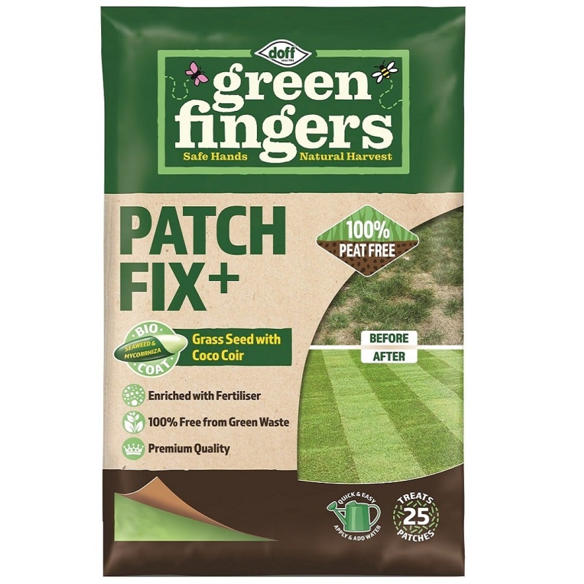 Doff Green Fingers Patch Fix Plus Grass Seed Feed Coco Coir 800g F-LA ...