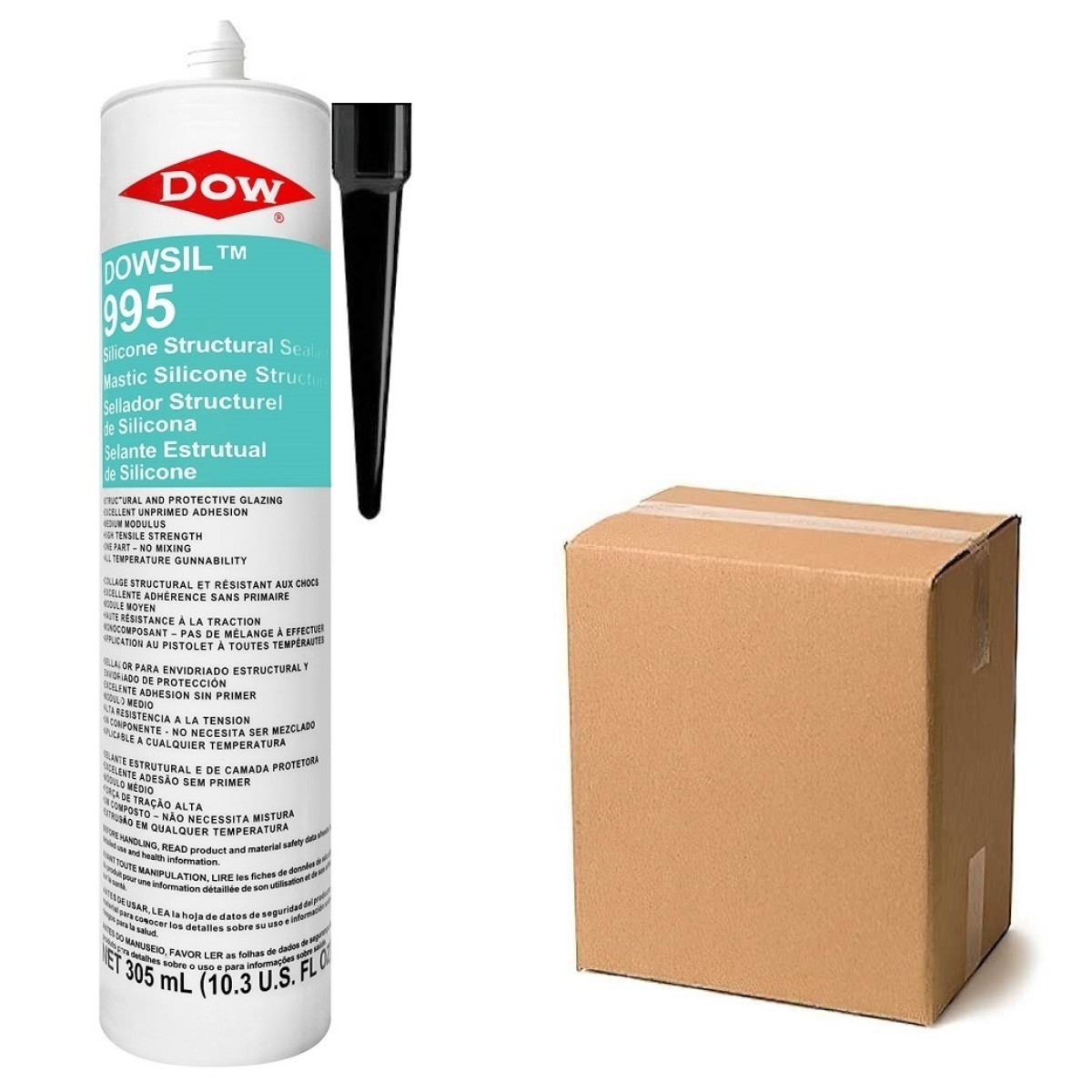Dow Dowsil 995 Structural Glazing Silicone Sealant Black Box of 12 ...