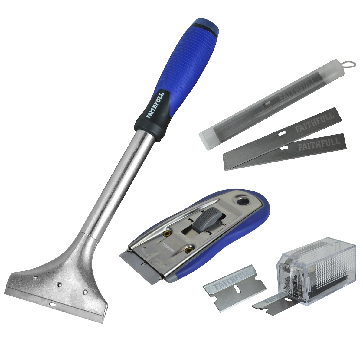 Faithfull FAISCRASET4 Long Handle Sharp Scraper Glass Set | Sealants ...