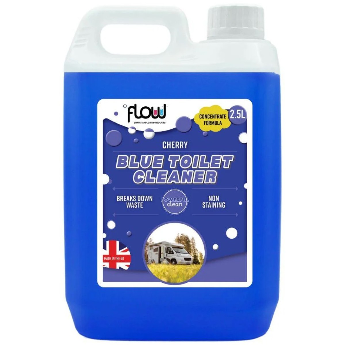 Flow Chemical Toilet Waste Tank Cleaner Blue 2.5 Litre Concentrated ...