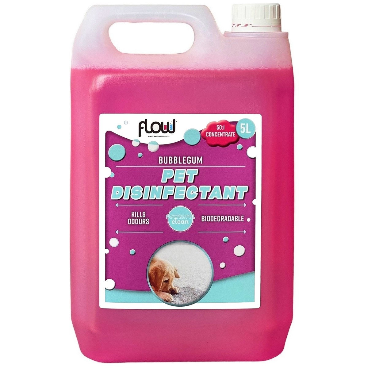 Flow Pet Disinfectant 5 Litre Bubblegum Concentrated Cleaner PETB5L | Sealants and Tools Direct