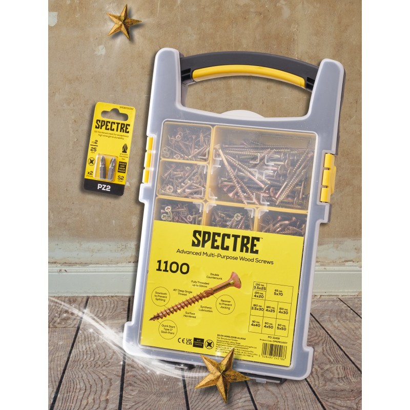 Spectre Advanced Pozi Multi Purpose Wood Screws 1100pk | OPSPE1100Y ...