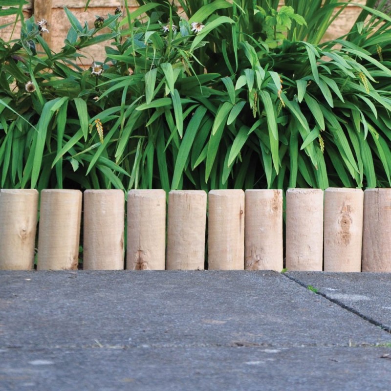 Kingfisher Wood Log Roll 9 inch Garden Lawn Flower Border Edging 1.8m ...