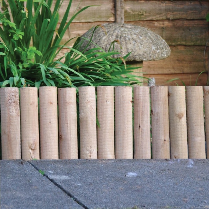 Kingfisher Wood Log Roll 9 inch Garden Lawn Flower Border Edging 1.8m ...