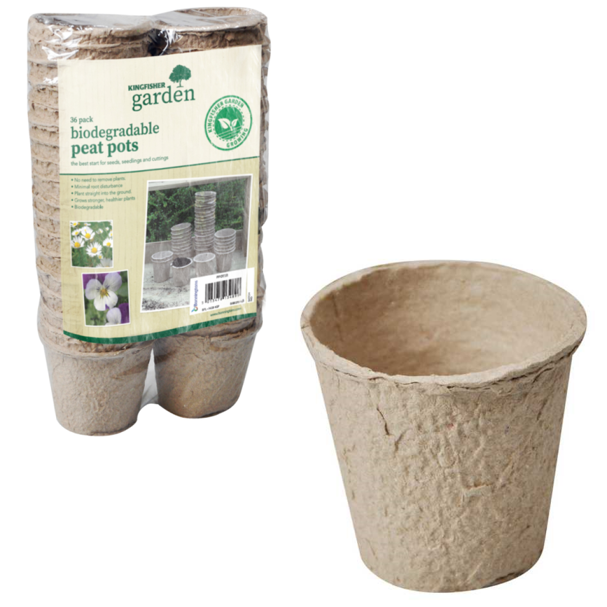 Kingfisher Biodegradable Round Growing Peat Pot 3 inch 36pk PPOTSR ...