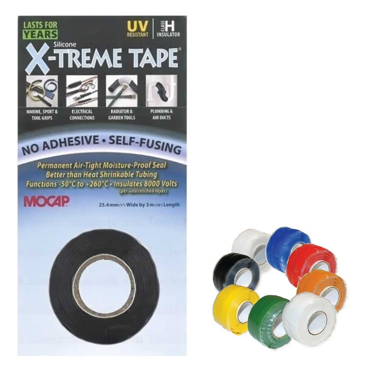 Mocap X-Treme Repair Rescue Tape Silicone Rubber Self Fusing 7 Colours ...