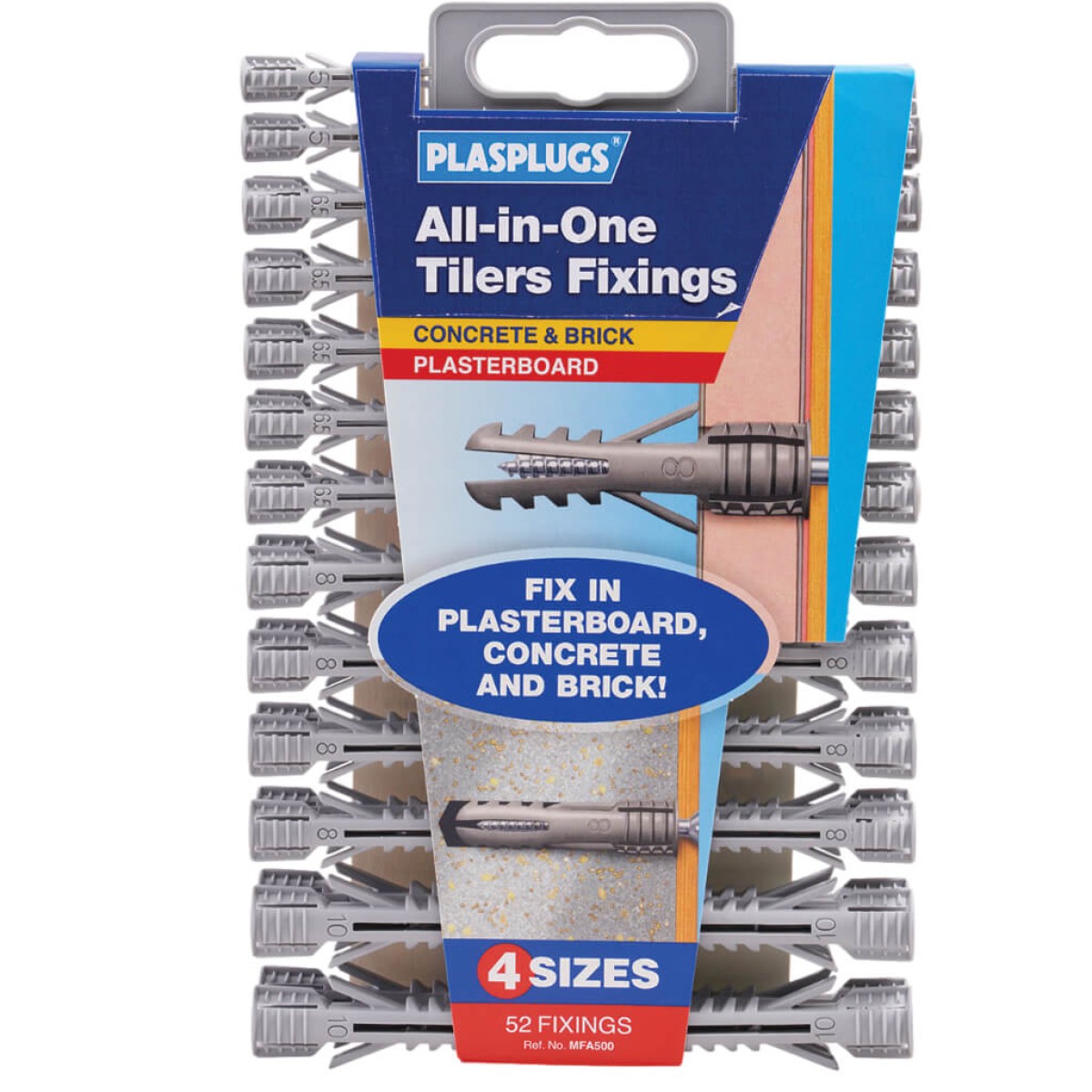 Plasplugs All in one Plasterboard Masonry Fixings Mixed Wall Plug Pack ...