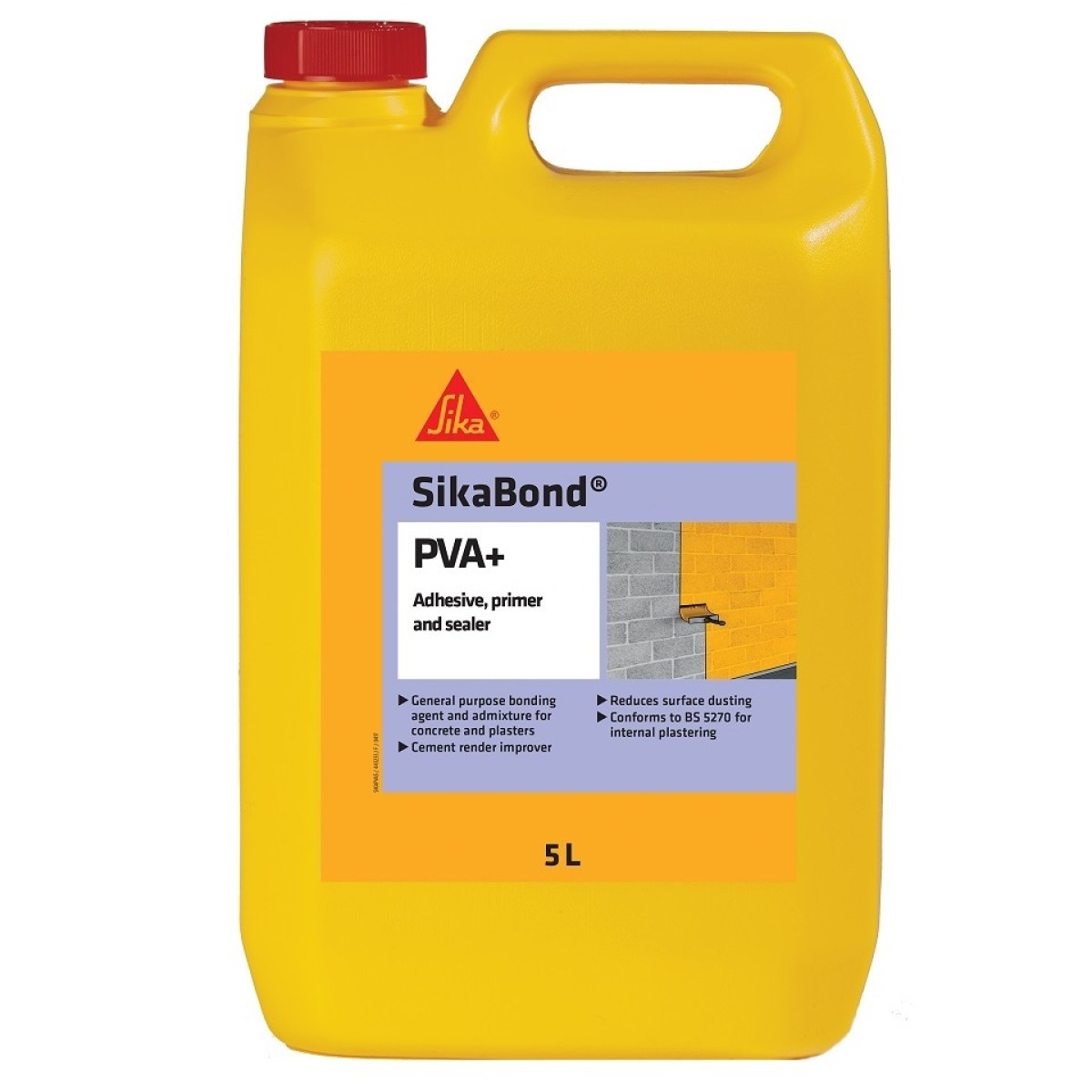 Sika Sikabond PVA + 5 Litre PVA+ Sealer Primer Adhesive 443233 SIKAPVA5 ...