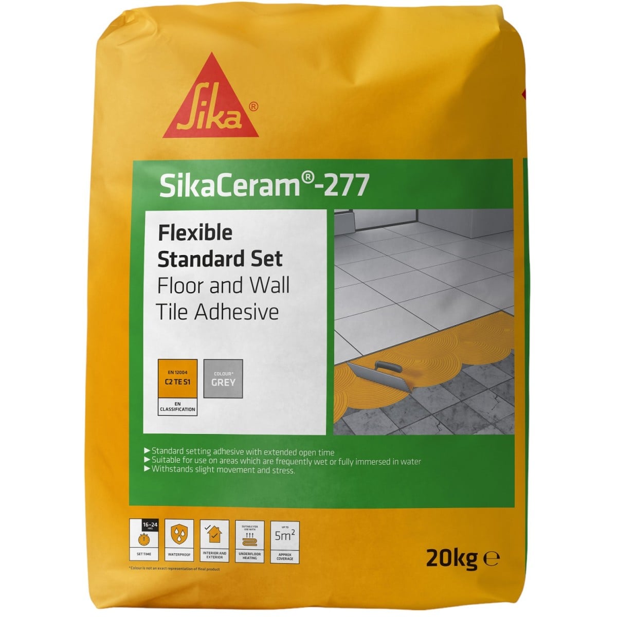 Sika Sikaceram 277 Flexible Int Ext Floor Wall Tile Adhesive Grey 20kg ...