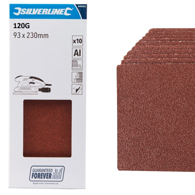 Silverline Sanding 1/3 Sand Paper Sheets 120g 10pk 848562 | Sealants ...