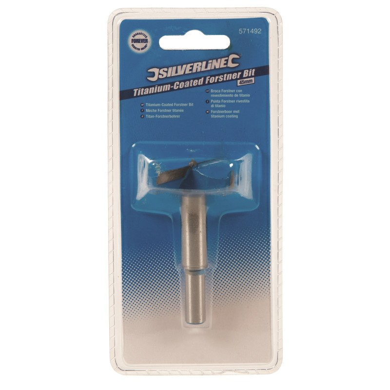 Silverline Titanium Coated Forstner Flat Bottom Drill Bit 45mm 571492 ...