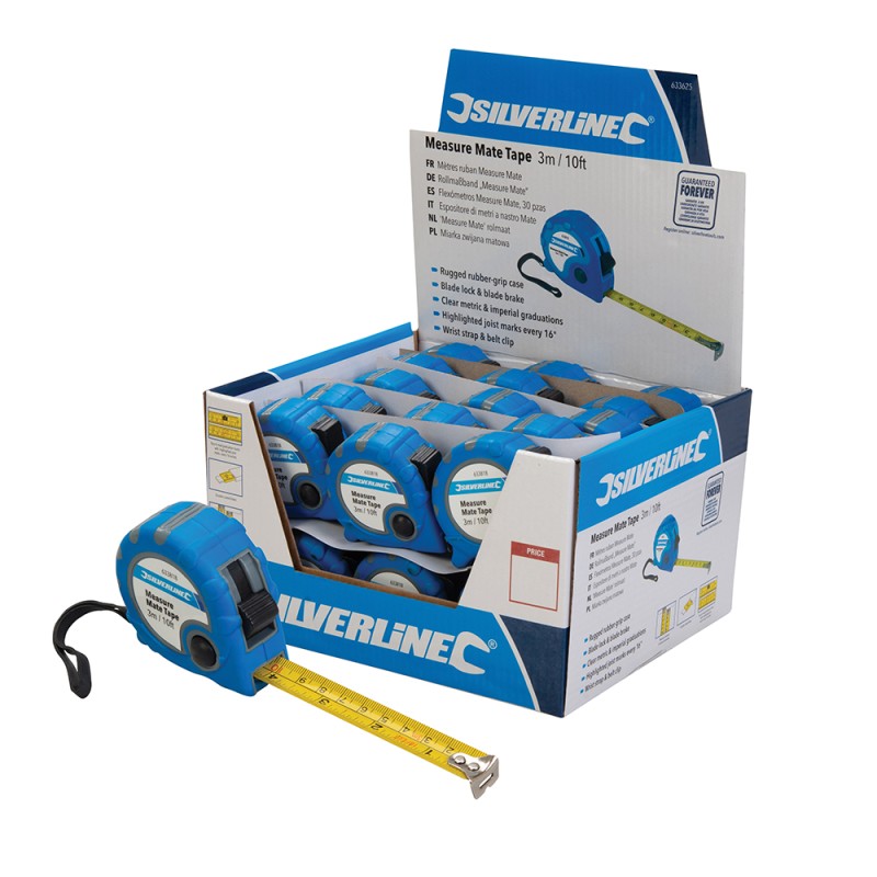 Silverline Measure Mate Tape Display Box 30pce 3m / 10ft x 16mm 633625 ...